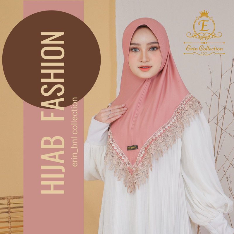 ERIN COLLECTION INSTANT LACE HIJAB 2 LAYERS INSTANT JERSEY LACE RUMBE ...