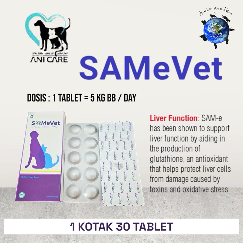 Samevet 90 Mg TABLET Liver Support Cat Dog - Hepatic / Hepato / Liver ...