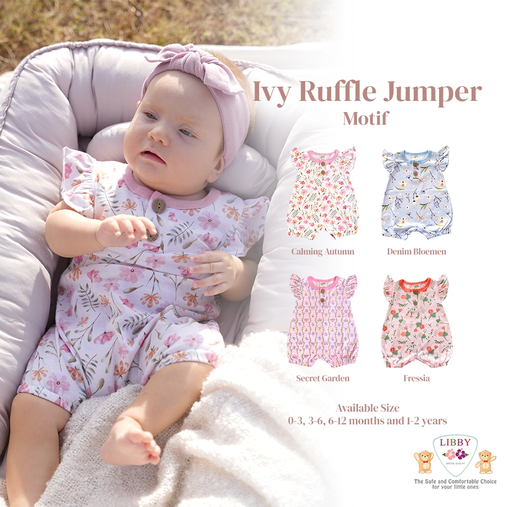 Libby Baby Girl Jumper Ruffle IVY Pattern Baby Romper 0-2 Years (1pcs ...
