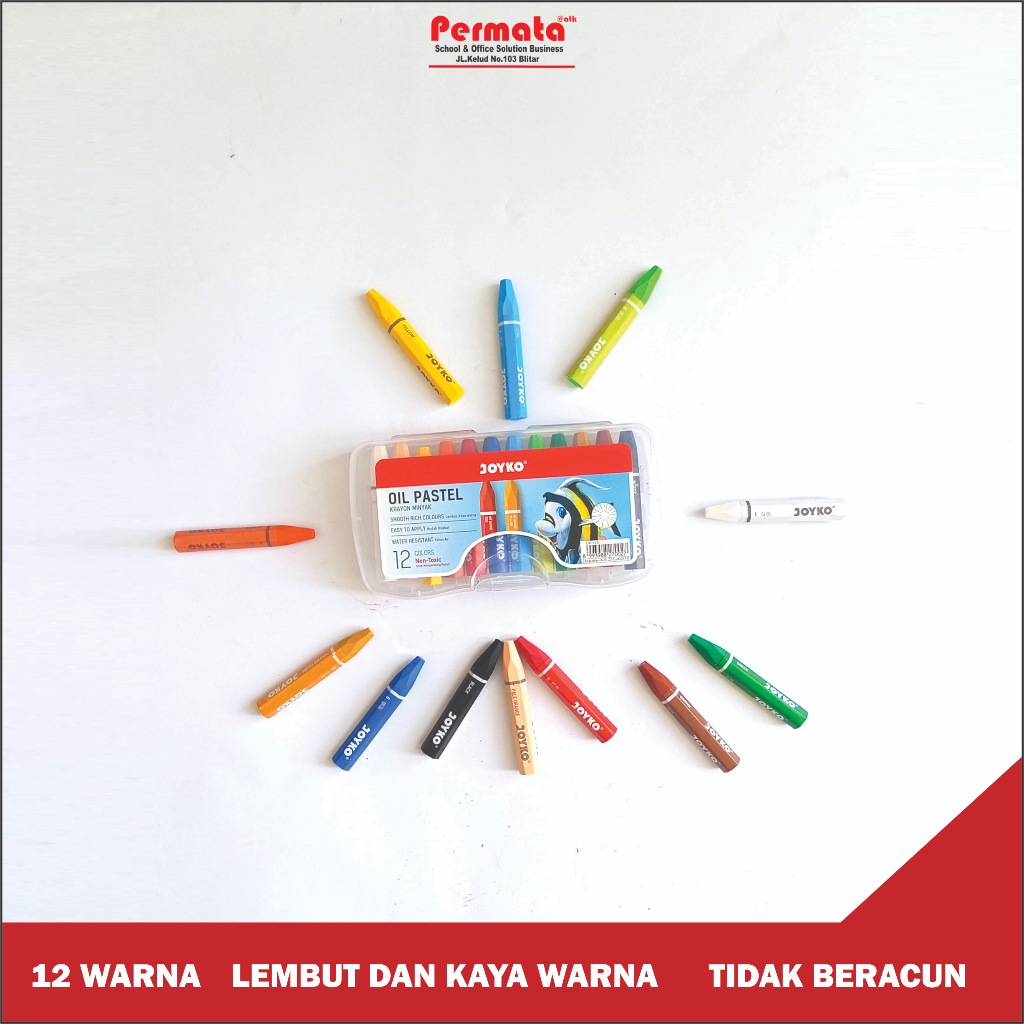 Joyko Crayons 12 Colors Crayons Complete Set Crayons/Oil Pastel/TI ...