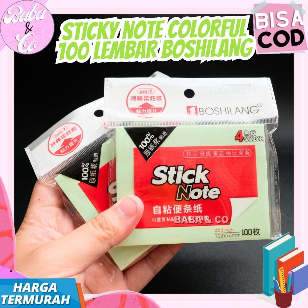 STICKY NOTE COLORFUL STICKY NOTES 10 x 7.5cm BOSHILANG 100 STICKY NOTES ...