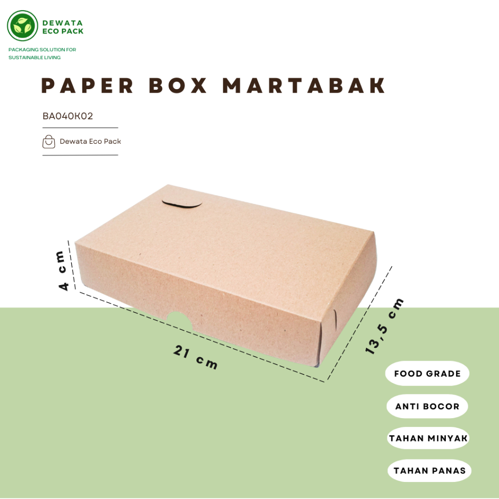 Laminated Martabak Paper Box 21x13.5x4cm BA40K2 / Martabak Box ...
