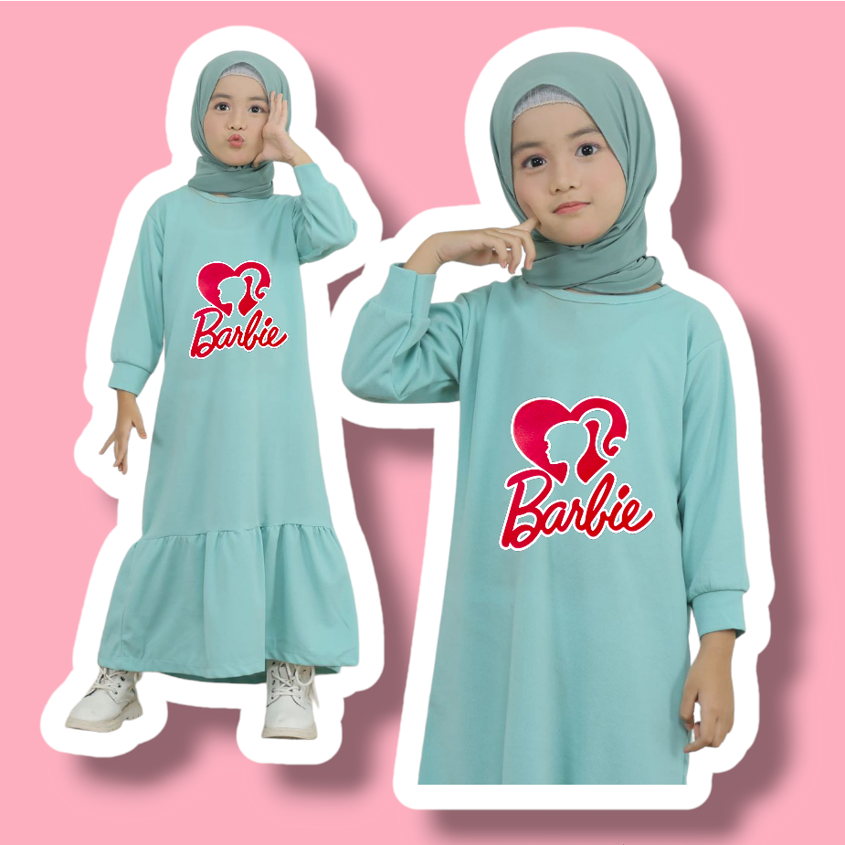Gm042 - Gamis Negligee For Girls With Screen Printing Motif Berbie ...