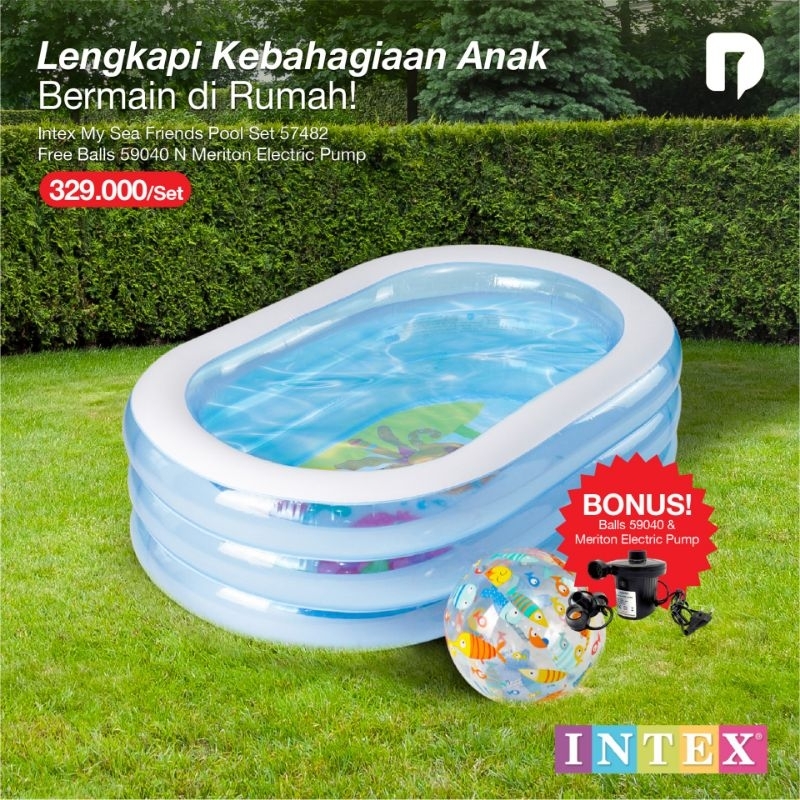 Intex My Sea Friends pool Set 57482 Free Balls 59040 N Meriton Electric Pump, portable Pump kids ...