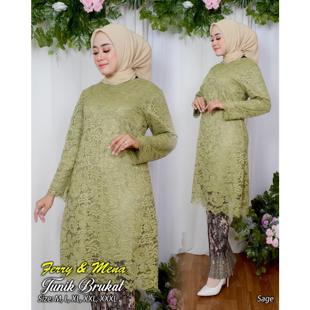 Long kebaya, Malay brukat tunic, modern jumbo brukat kebaya tunic ...