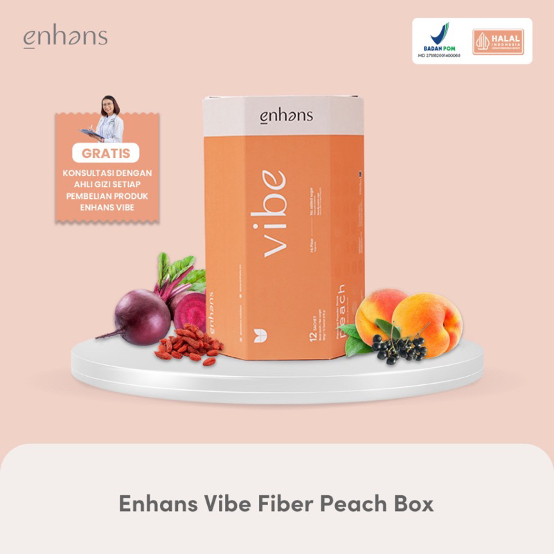 Enhans Vibe | Fiber Drink | Peach Box | Contains 12 Sachets Exp 7/2025 ...