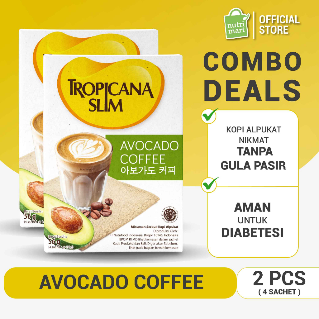 Twin Pack - Tropicana Slim Avocado Coffee 4 Sachets - Delicious Milk ...