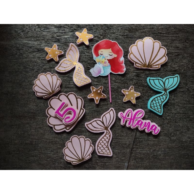 Custom Mermaid Princess Cake Topper/ 3D Cake Topper/ Glitter Topper ...