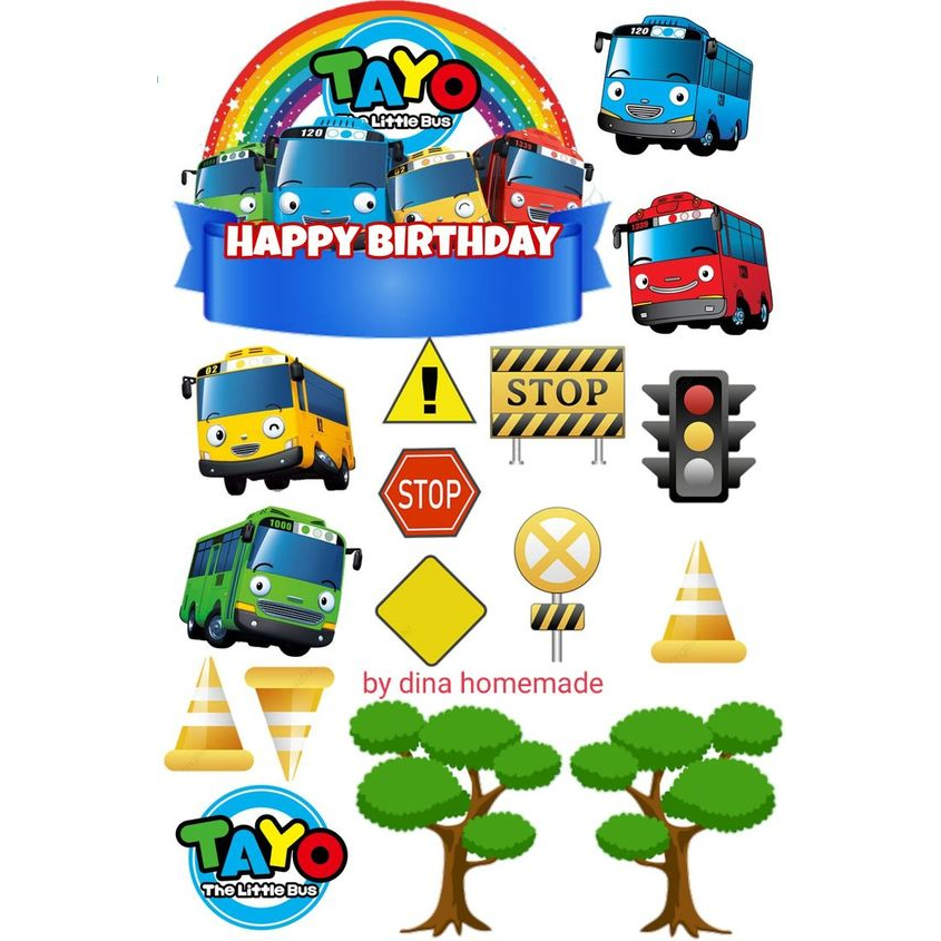Tayo/happy Birthday Cake Topper Can Request Name and age/TAYO Topper ...