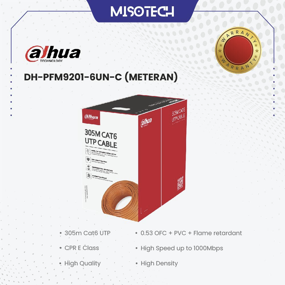 Utp CAT 6 DAHUA LAN CABLE DH-PFM920I-6UN-C FULL COPPER ORI - METER | Shopee Malaysia
