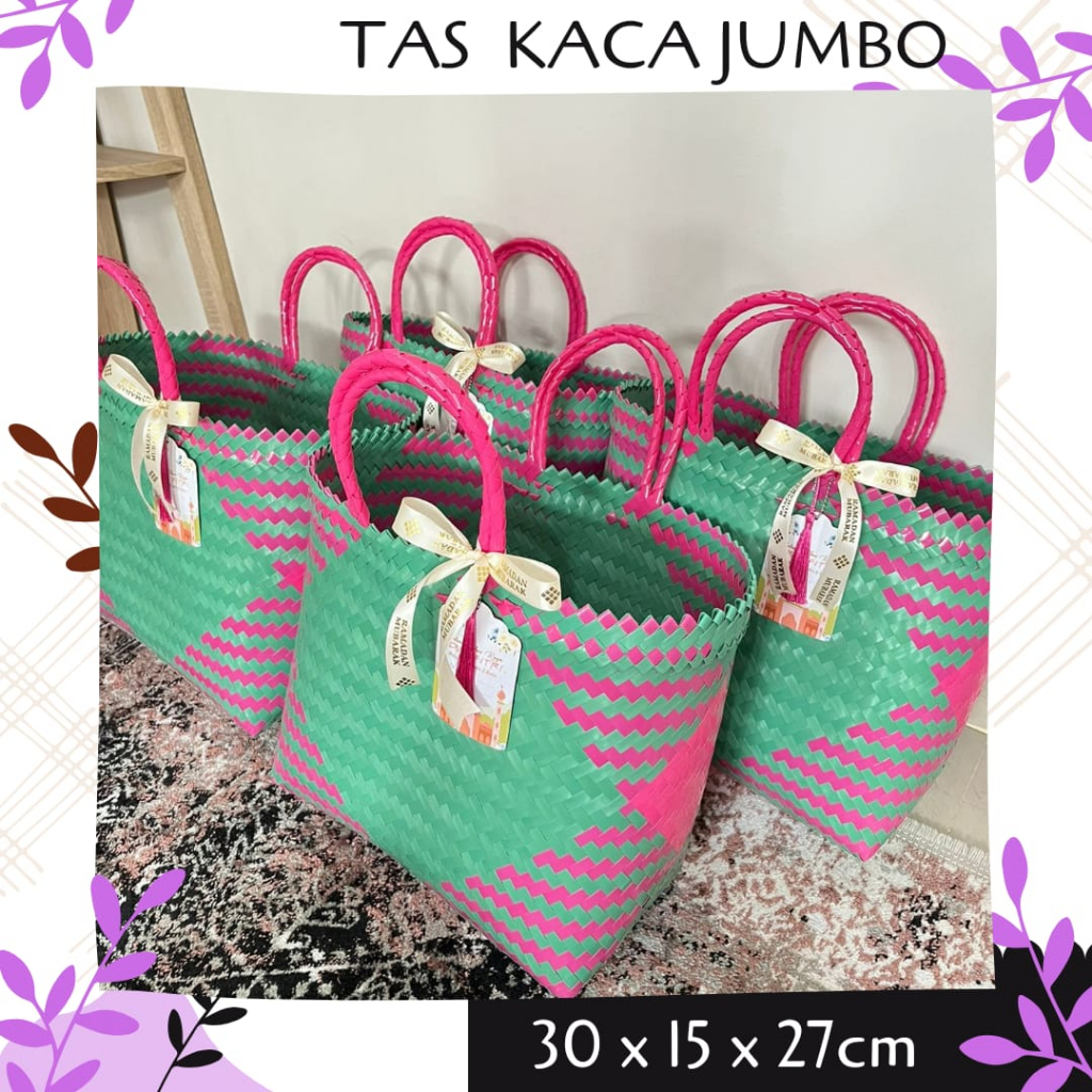 Jumbo Size Glass Woven Bag/Hampers Bag/Glossy Food Shopping Bag | Shopee Malaysia