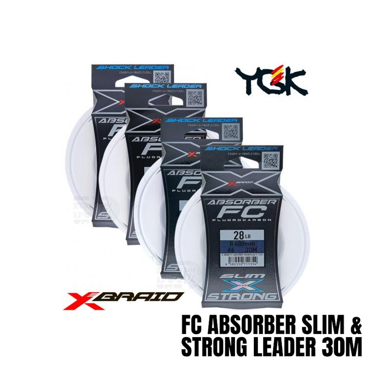 YGK XBraid X-Braid FC Absorber Slim & Strong 30m Fluorocarbon Leader ...