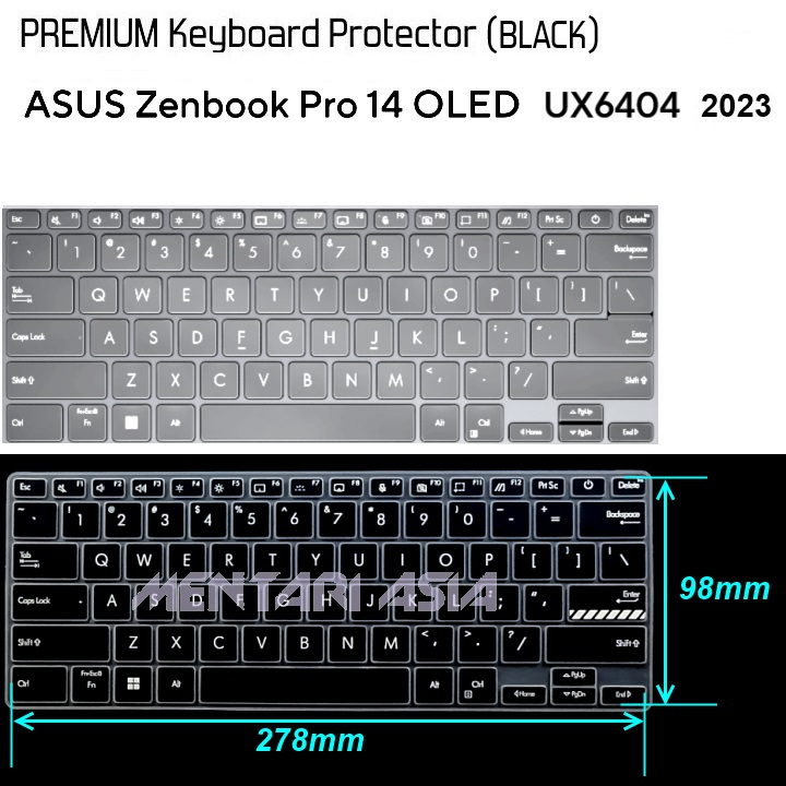 Keyboard Protector ASUS ZenBook Pro 14 OLED UX6404 - Premium BLACK ...