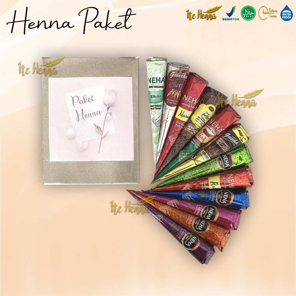 Henna Package 1- Mix 12 Colors Golecha Neha | Shopee Malaysia