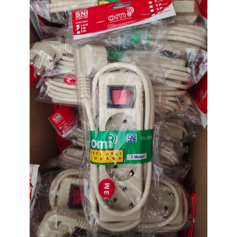 OMI KS Series Socket 3 Holes + Switch + Cable 1,5M/3M/5M SNI Standard ...