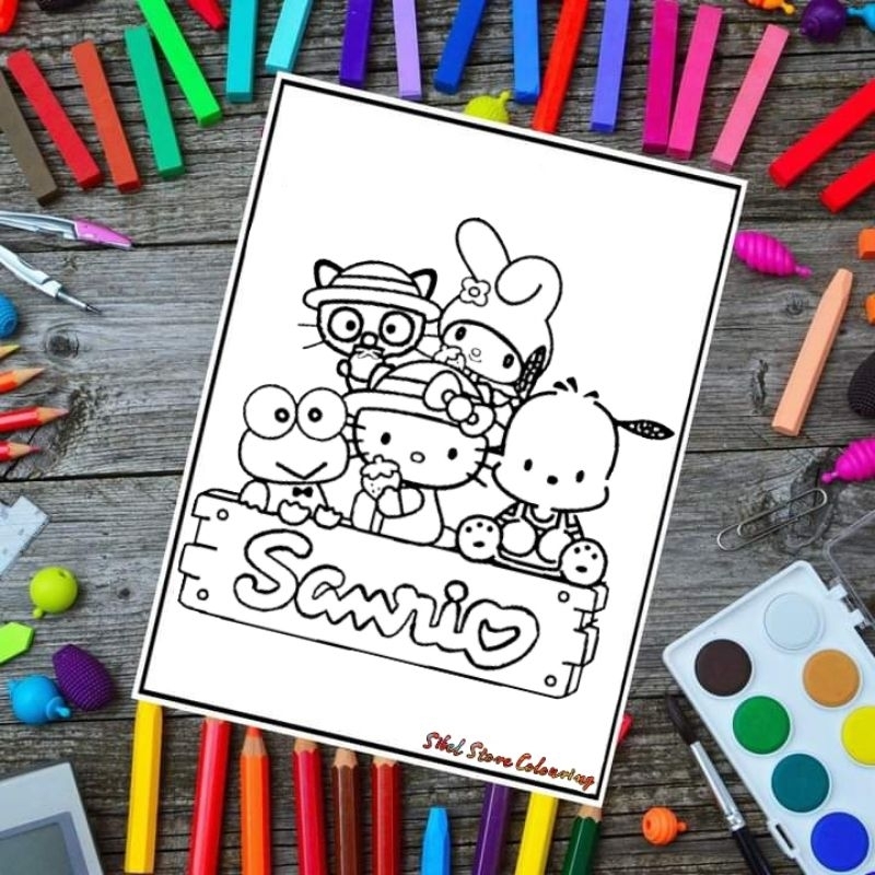 Sanrio V1 Theme Children's Coloring Paper / Drawing Paper (10 Drawing ...