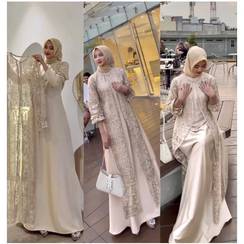 Radifa Dress Lebaran Invitation Inner Belt Outer L XL XXL Premium Jumbo Luxury Muslim Gamis ...