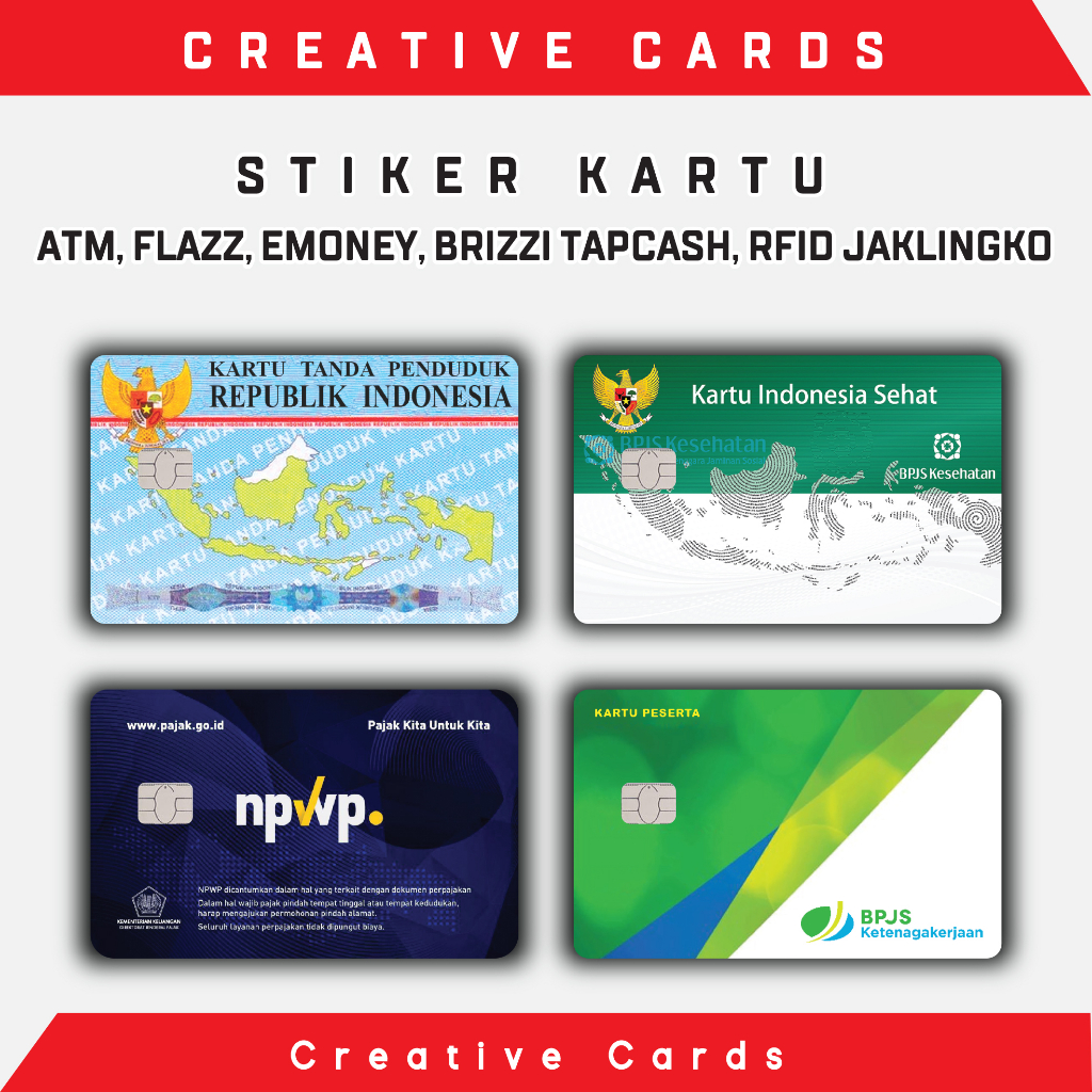 Sticker Atm Card Skin Card KTP, KIS, BPJS Vinyl+Laminating Glossy ...