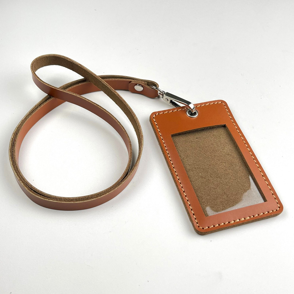 GANTUNGAN Genuine Leather Id Card Hanger - Wallet Id Card Holder Strap ...