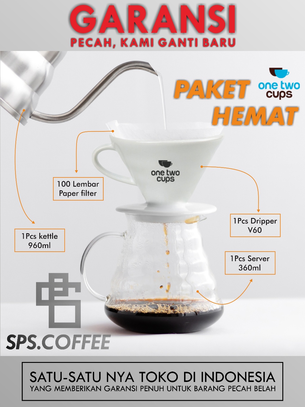 Savings Package v60 4in1 coffee v60 driper server paper filter kettle ...