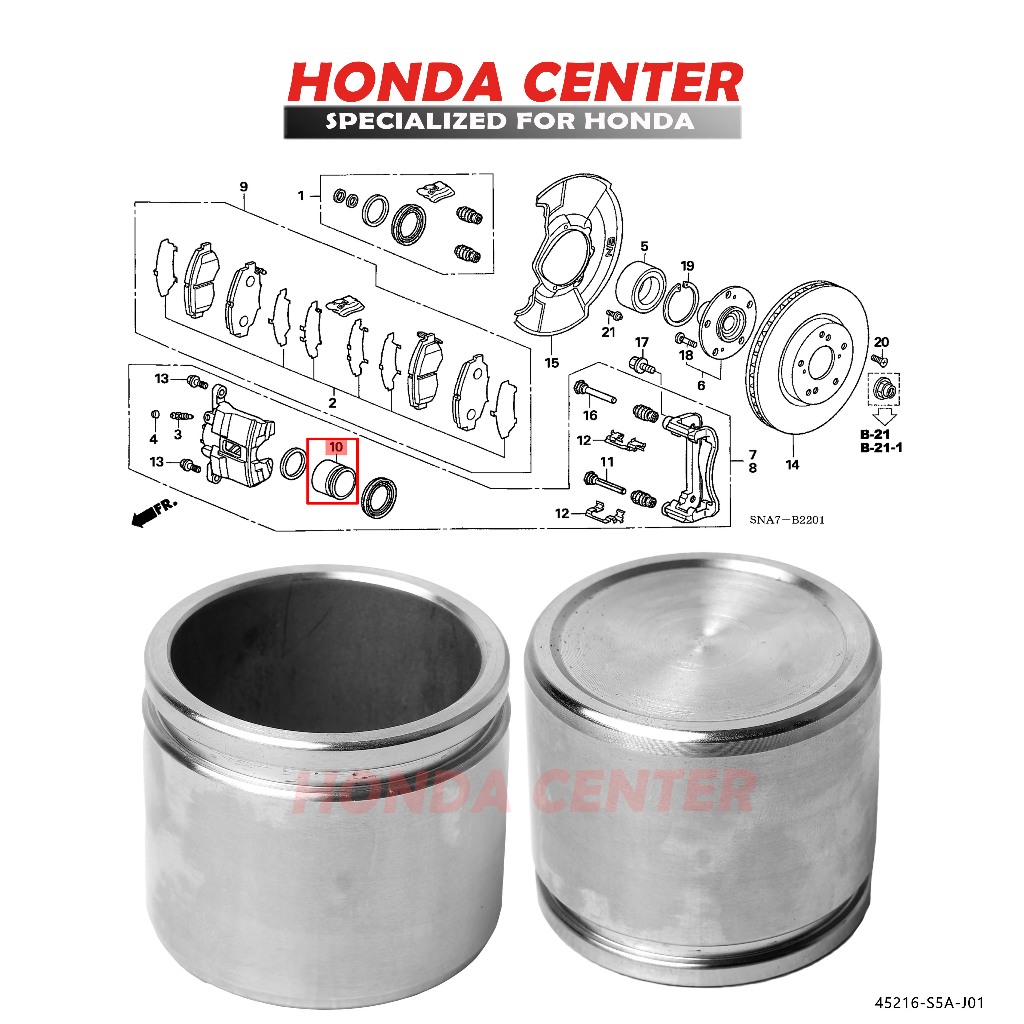 Front brake Piston Civic Ferio Vti Vtis Fd Brv Mobilio Stream Jazz Ge8 Gk5 City Gm2 Gm6 Crz 1996 ...