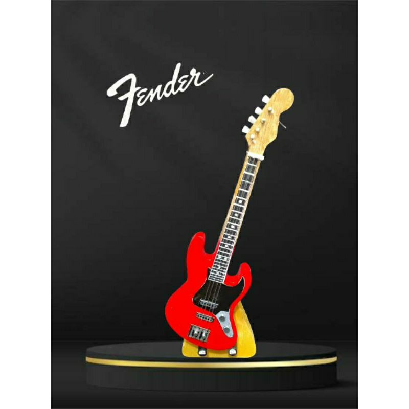 MERAH Miniature FENDER JAZZ BASS MINI Guitar (11cm) Red Color | Shopee ...