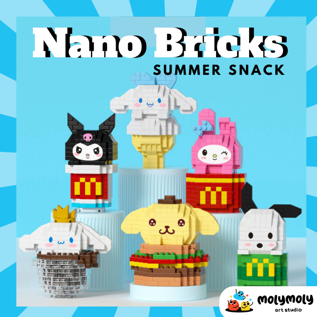 Sanrio Cartoon Building Blocks Toy Kuromi Melody Cinnamoroll Pom ...