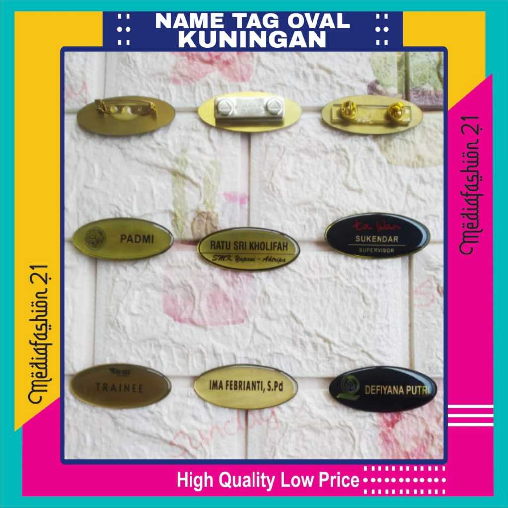 Name Tag / Brass Oval Nameplate Safety Pin - Nail - Magnet (Custom Unit ...