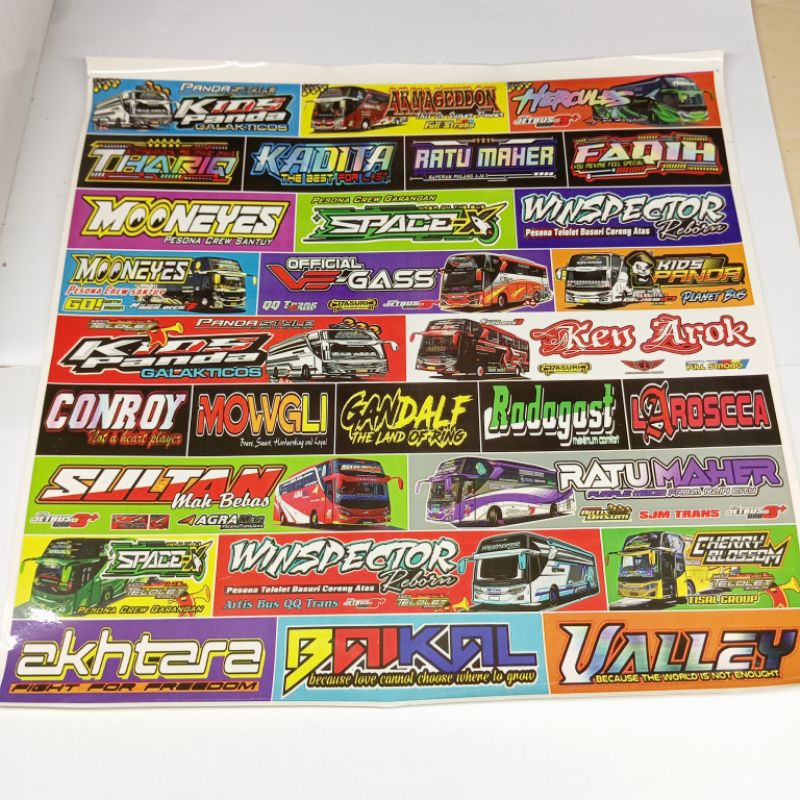 1 sheet of rolling bus stickers measuring 35×35 cm with the latest ...