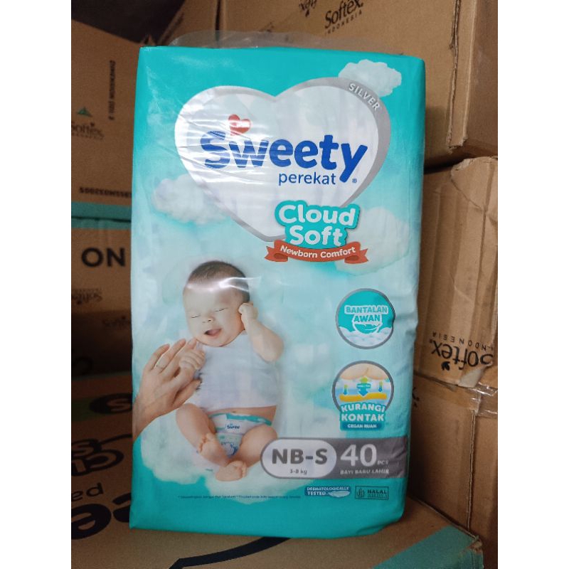 Sweety Adhesive Cloud Soft NB-S 40 Newborn Baby Diapers | Shopee Malaysia