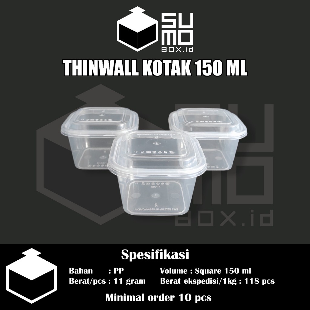 Thinwall SQUARE 150ml / Small Plastic Box Pudding Dessert Container ...