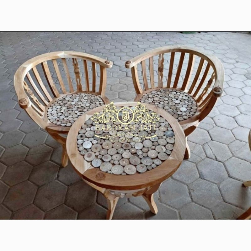 KAYU Teak Wood Patio Chairs Coin Bowl 2-table Chairs 1 Not Finished ...