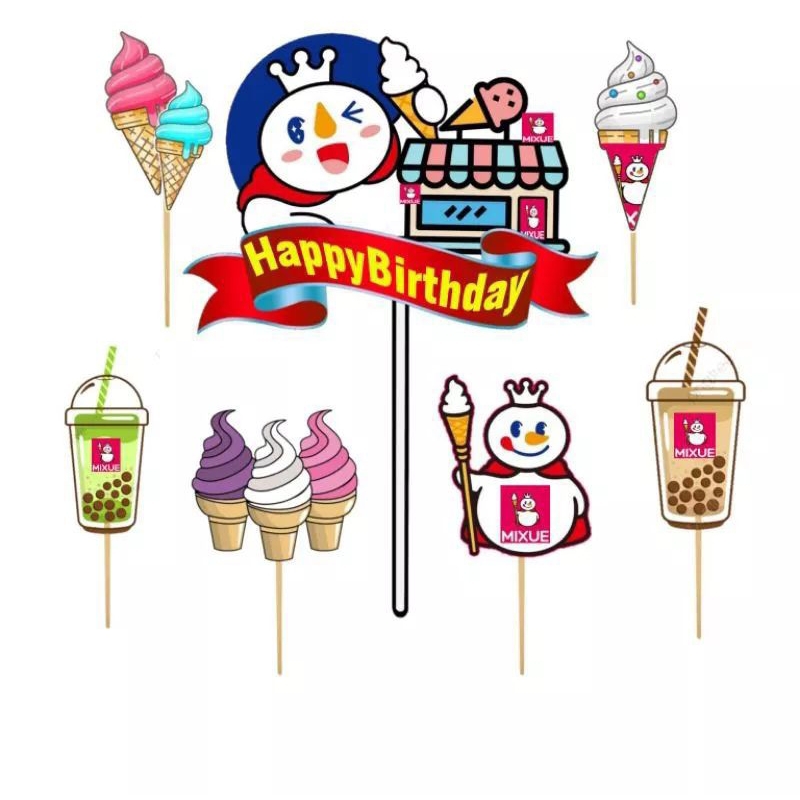 Mixue birthday cake topper/mixue cake topper/mixue cake decoration ...
