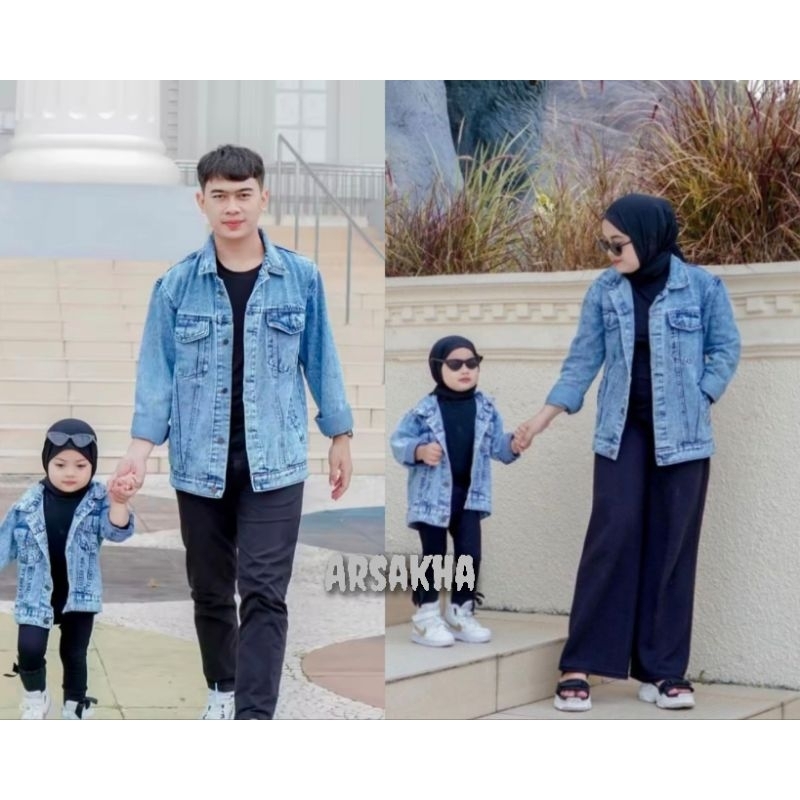 Father Mother And Son Couple Jacket/Couple Jeans Jacket | Shopee Malaysia