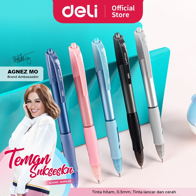 HITAM Deli Gel Pen/Gel Pen 0.5mm Black Ink Colorful Casing S08-B | Shopee Malaysia