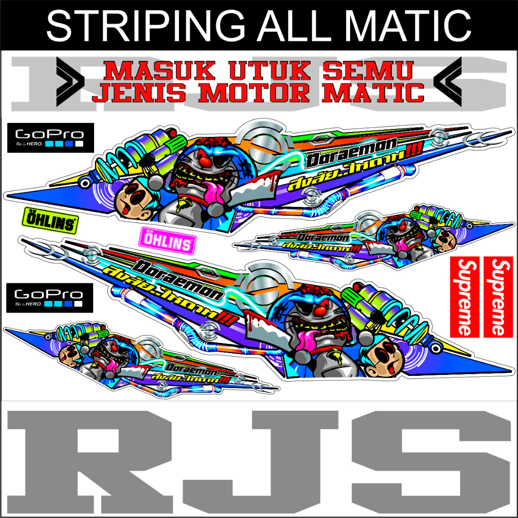 Sticker STRIPING Motorcycle ALL MATIC DORAEMON ZOMBIE MOTIF/UNIVERSAL ...