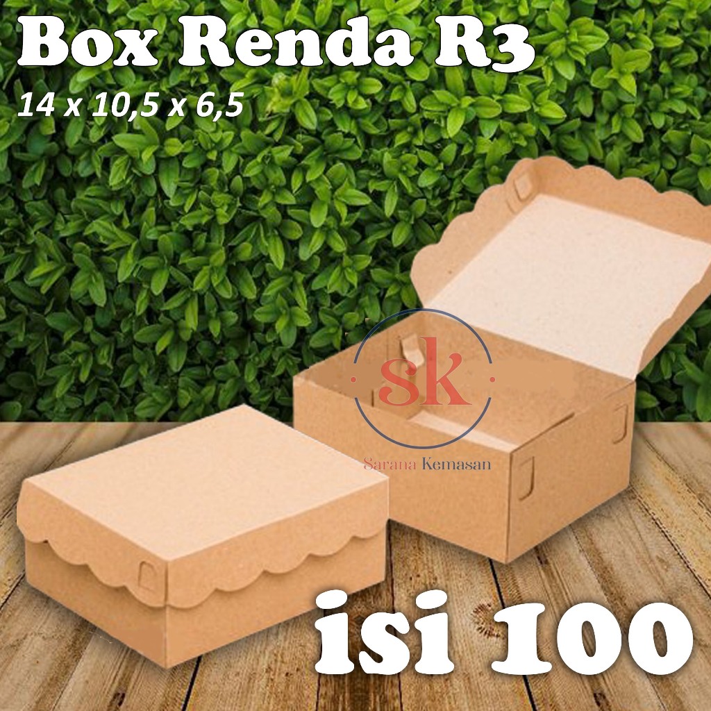 Kraft Box 310gsm Cake Snack Box Kraft Lace Bread Box R3 Uk14X10.5X6.5 ...
