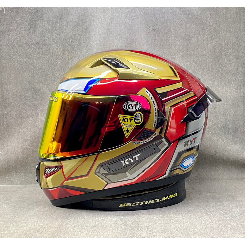 Kyt K2 Rider Marvel Iron Man Red Maroon/Gold Handsome Package - Double ...
