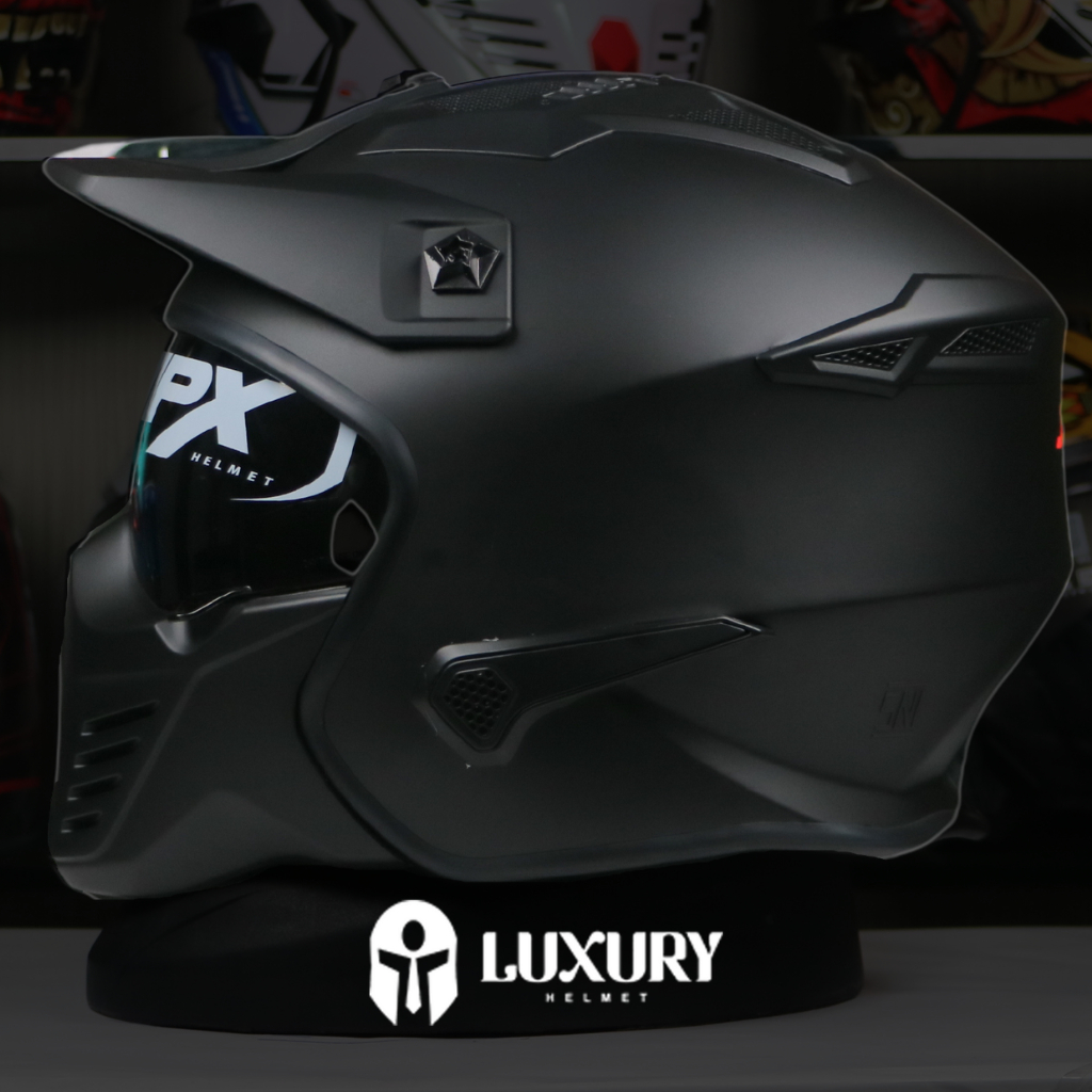 HITAM Jpx MX 726R Solid Modular Helmet, Matte Black/Doff Black | Shopee ...