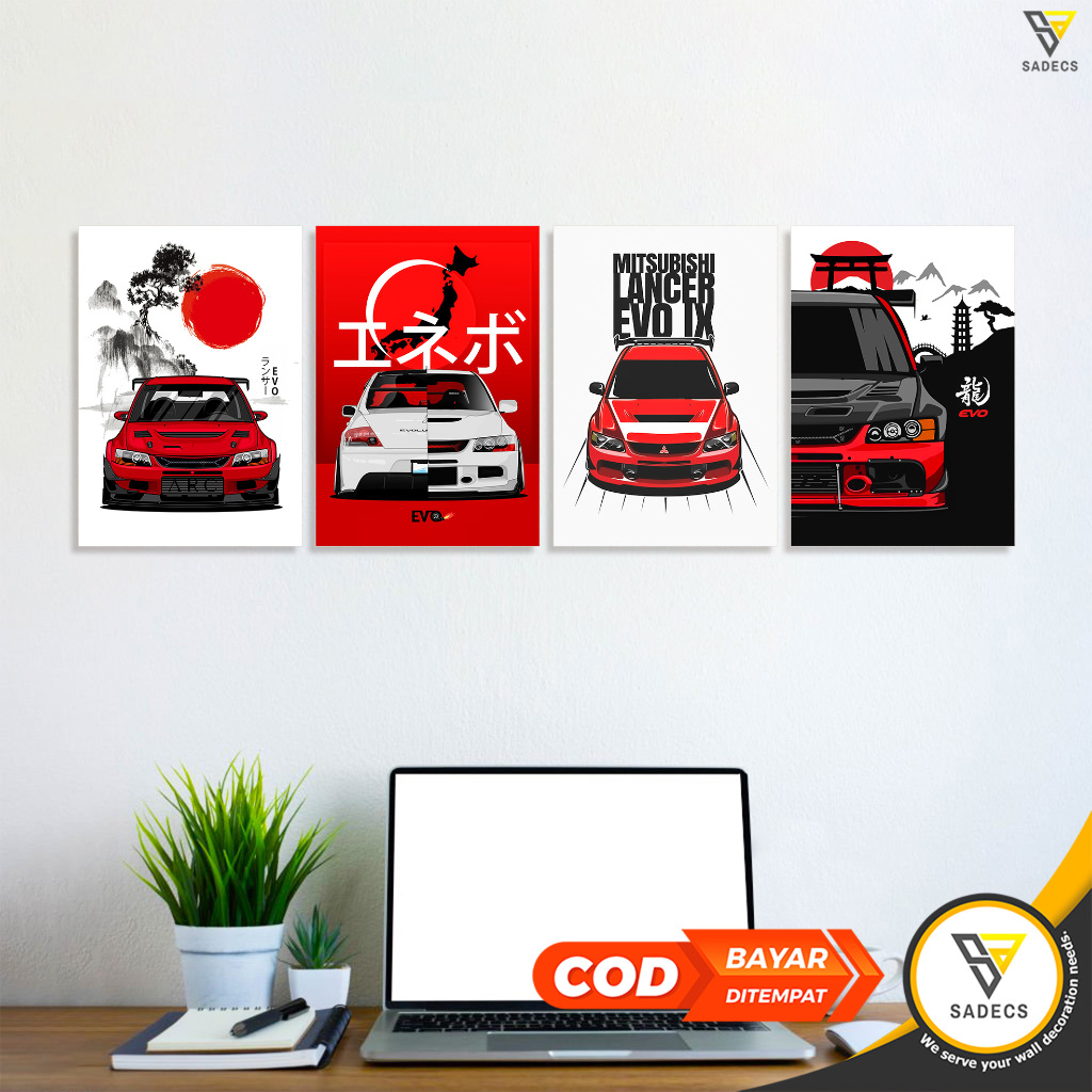 KAYU HIASAN DINDING Sadecs - LANCER EVO 9 Canvas Wooden Poster Room ...