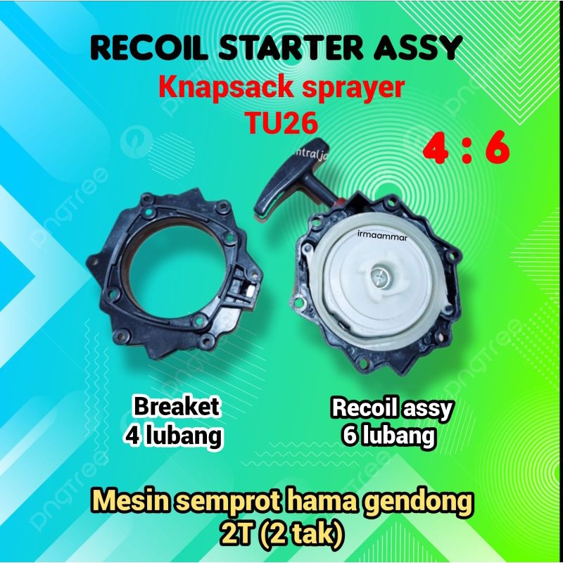 MESIN Recoil starter TU26 spray machine 2T carry knapsack sprayer TU 26 - 4 : 6 HOLE crank gap ...
