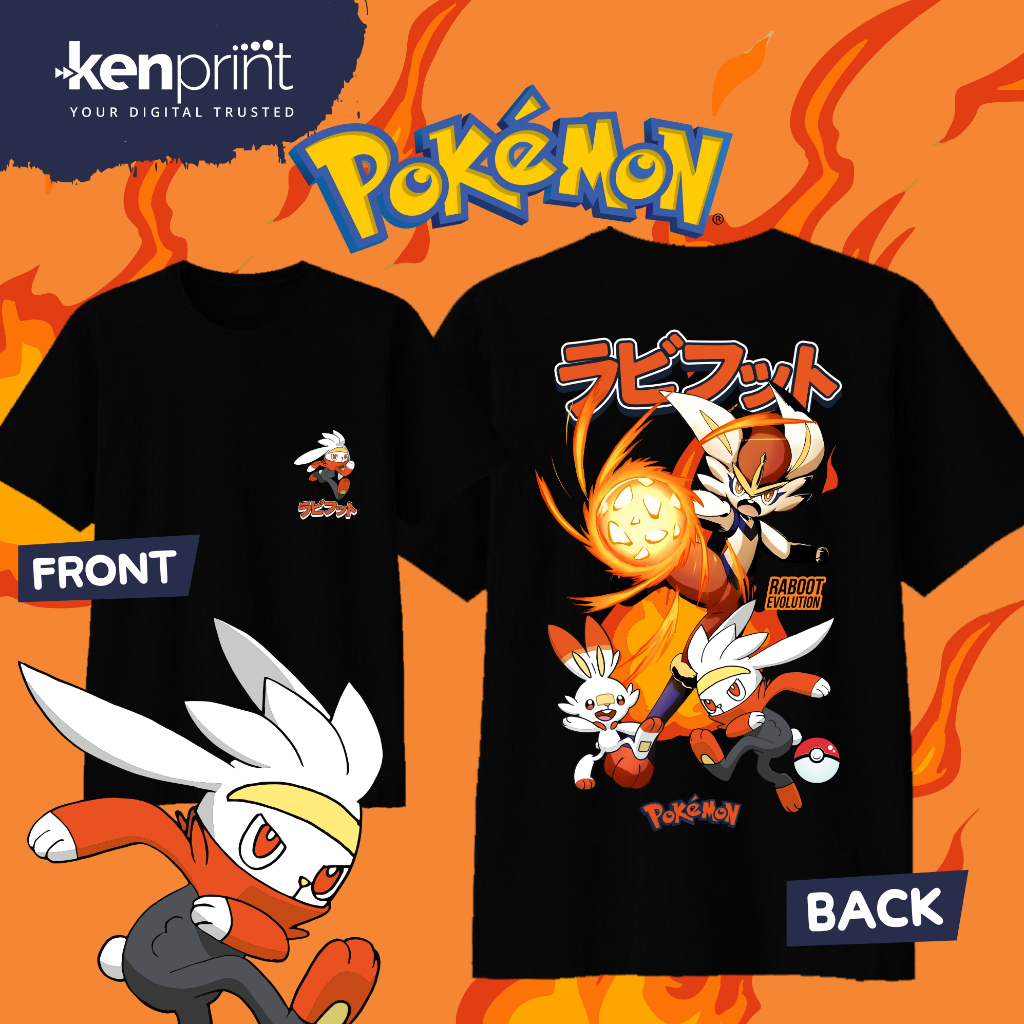 Pokemon T-Shirt | Raboot | Scorbunny | Cinderella EVOLUTION | Non ...