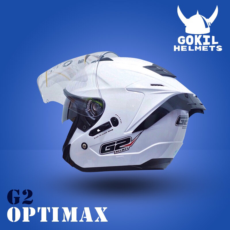 Helmet G2 OPTIMAX Solid ORIGINAL Full Face Double Visor SNI | Shopee ...