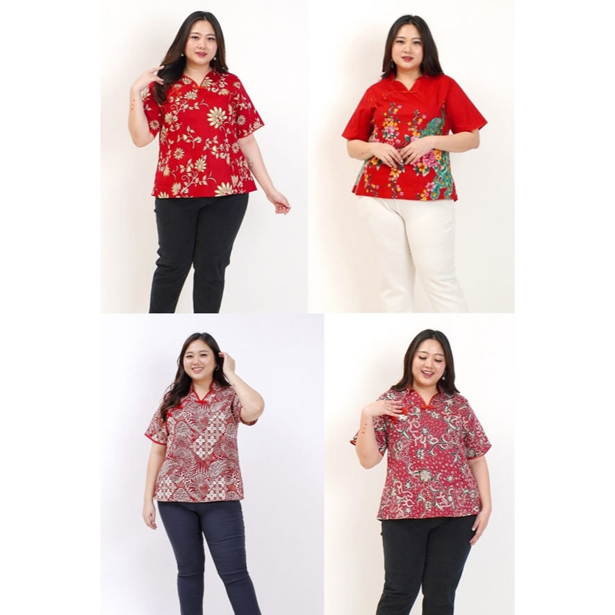 Baju BLOUSE Tops CHEONGSAM BATIK Women JUMBO BIG SIZE OVERSIZE 331 ...