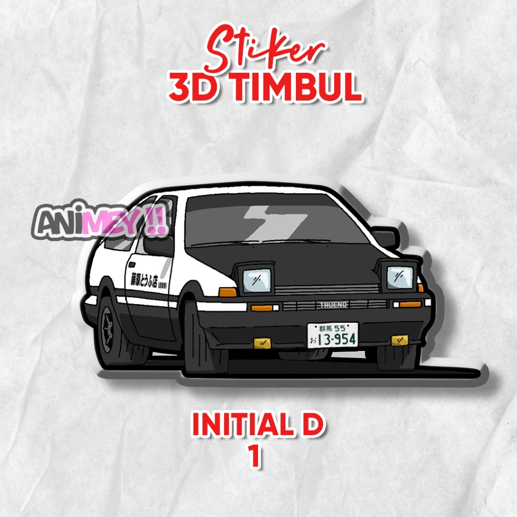 Initial D Embossed 3D Emblem Sticker / Resin Anime Sticker / Hachiroku ...