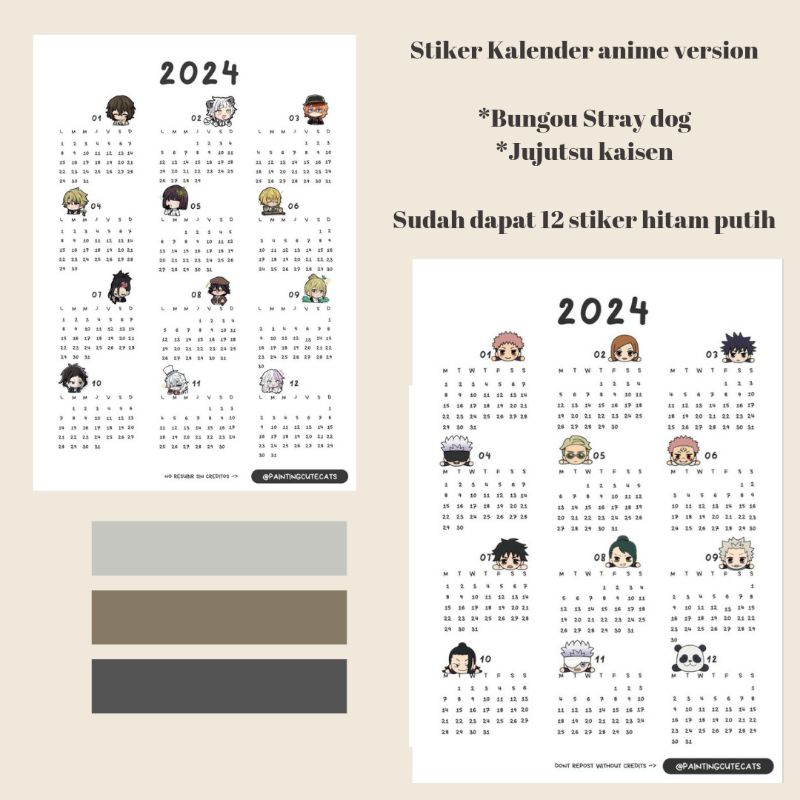 Sparepart.craft Gojo Stickers - anime Calendar - Mini Calendar 2024 ...