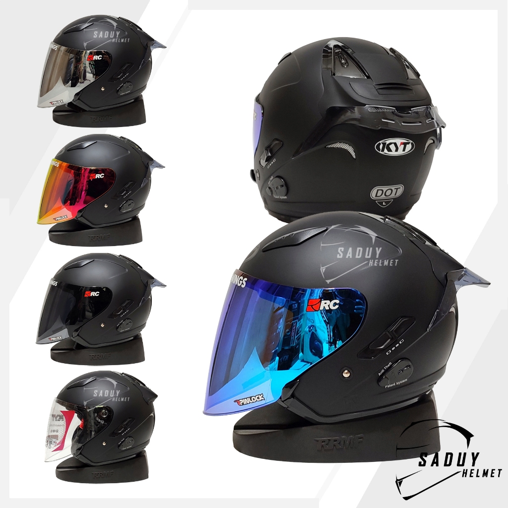 HELM KYT GALAXY FLAT R BLACK DOF BLACK DOP HANDLING PACKAGE FLAT VISOR ...