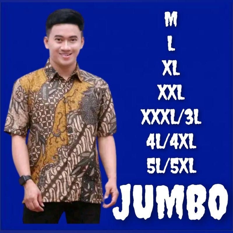 KEMEJA M L XL XXL 3L.4L 5L jumbo batik shirts men's batik jumbo shirts | Shopee Malaysia