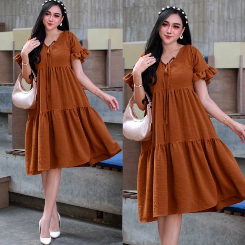 Diandra Dress Crinkle Airflow / Jumbo Daster / Busui Daster / Crinkle ...