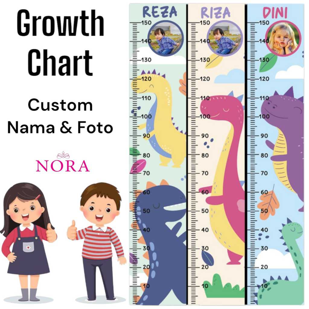 Dino Series Growth Chart Custom Free Write Your Name And Photo Of The ...